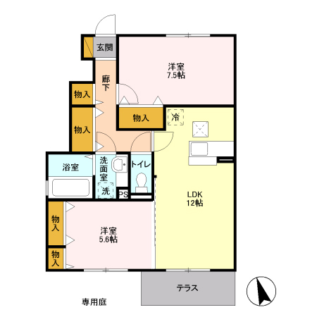 ピーノ・エヴァラスティング B 102号室(小山駅/1階/2LDK)の賃貸物件(賃貸アパート)【ハウスコム】