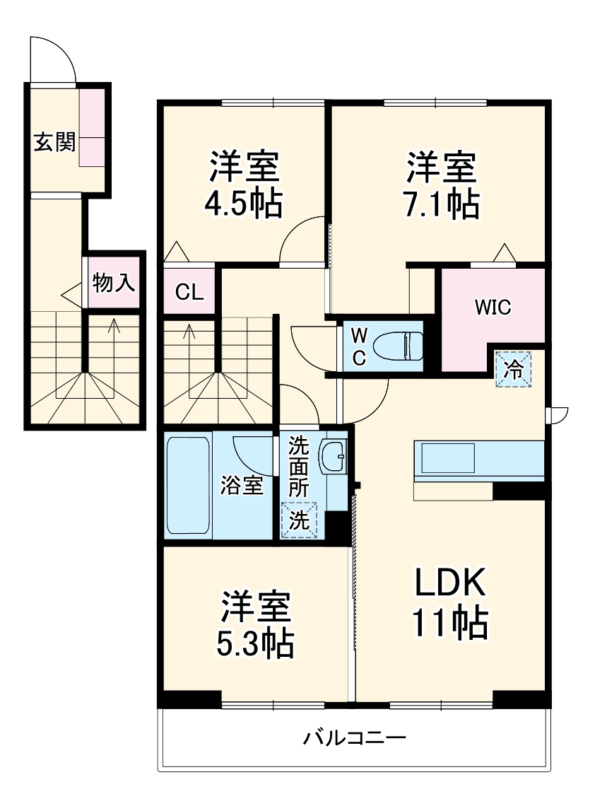 ラシーヌB 201号室(北柏駅/2階/3LDK)の賃貸物件(賃貸アパート)【ハウスコム】