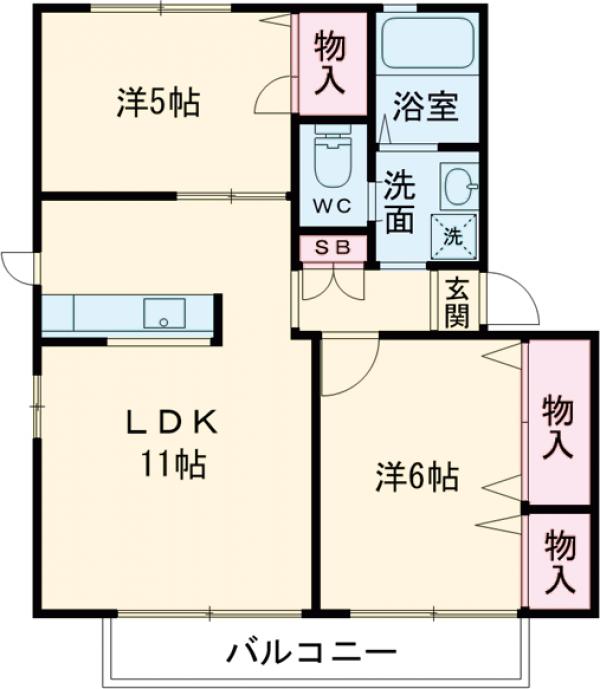 ハイツマノワールB 102号室(結城駅/1階/2LDK)の賃貸物件(賃貸マンション)【ハウスコム】